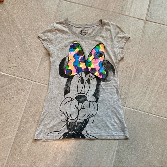 Disney | Tops | Disney Junior Small Gray Minnie Mouse T Shirt | Poshmark